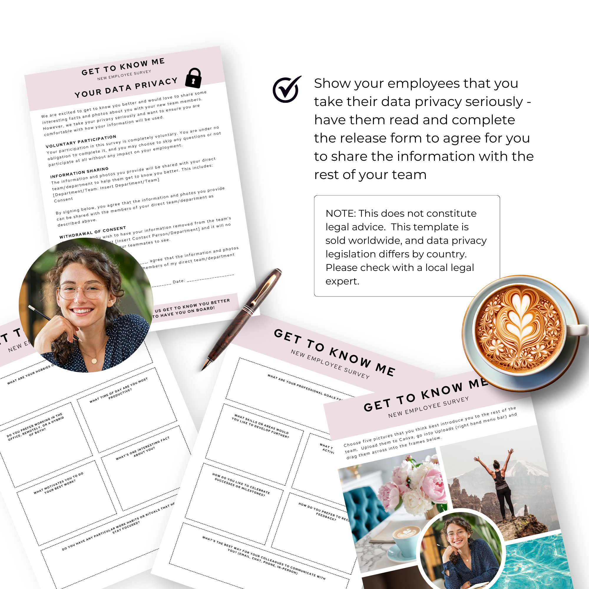 Get to Know Me New Employee Welcome Canva Template Team Building Survey ...