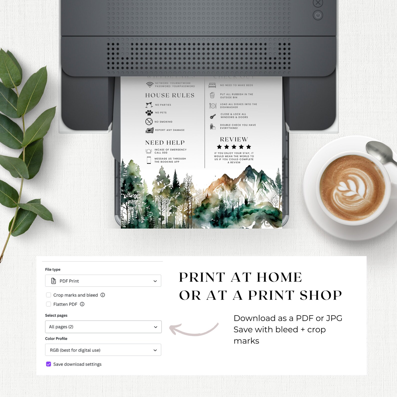 Airbnb Cabin Welcome Sign Canva Template, Short Term Rental Signage ...