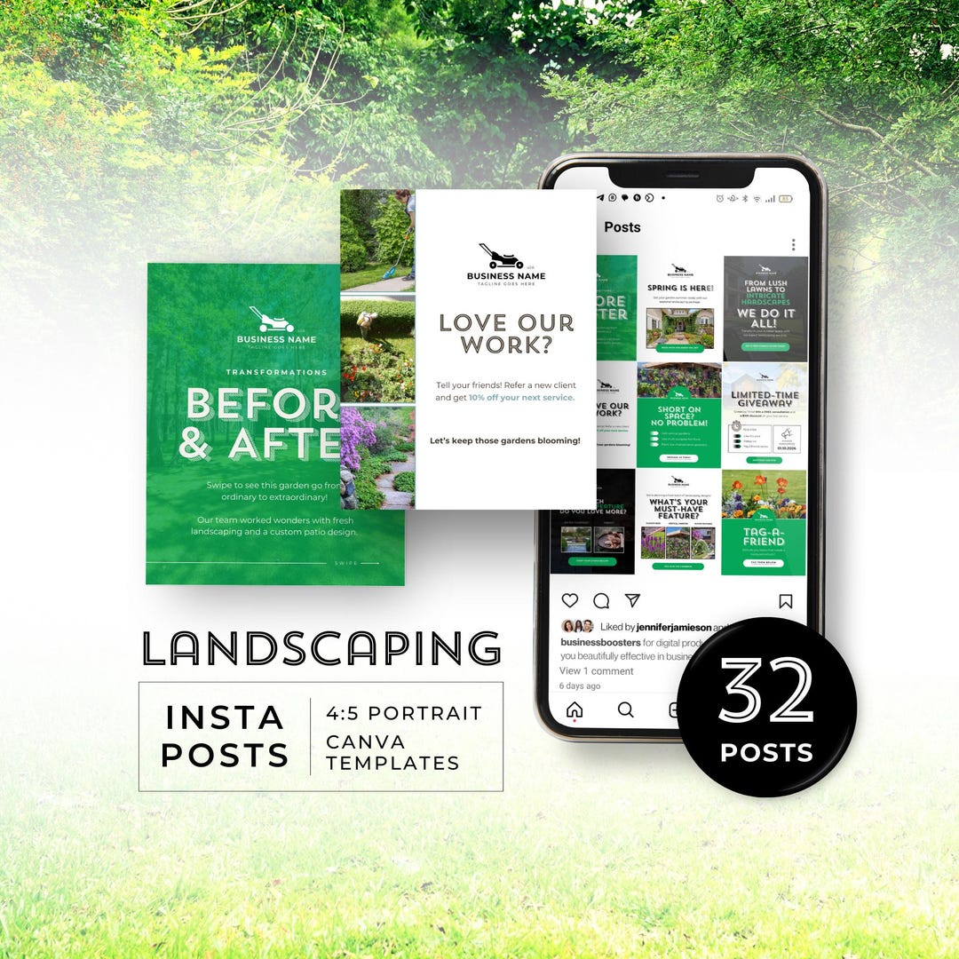 Lawncare Instagram Posts Portrait Canva Template 4:5 Ratio Gardening ...