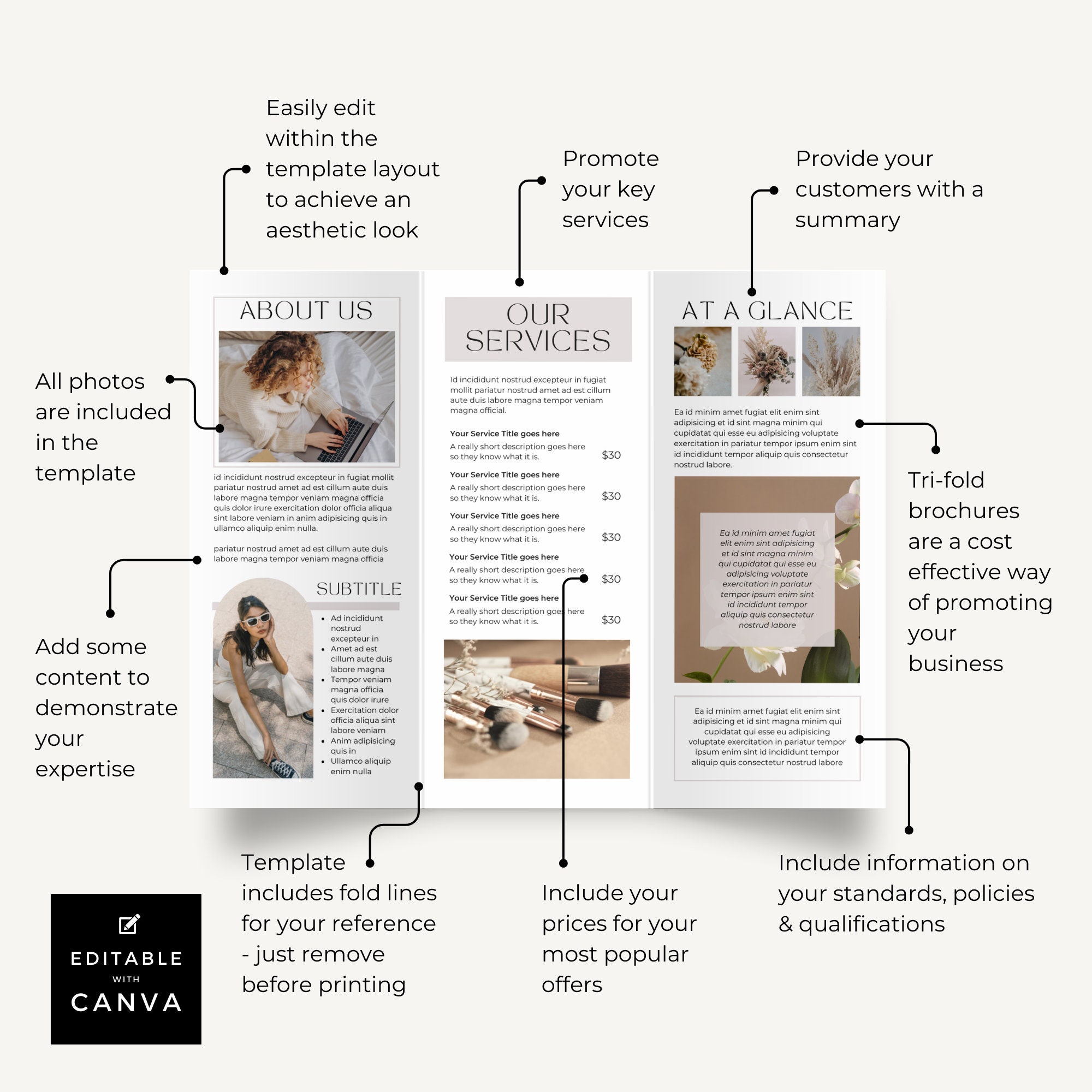 Canva Pamplet Template, Double Sided Flyer for Folding, Printable ...
