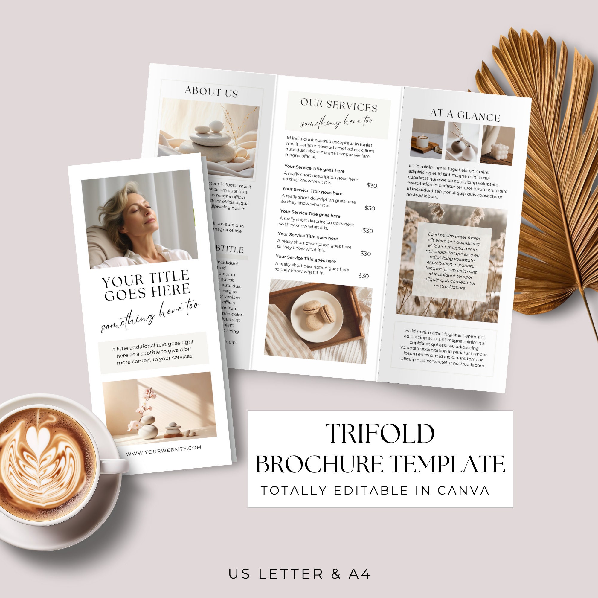 Canva Pamplet Template, Editable Trifold Brochure for Small Business ...