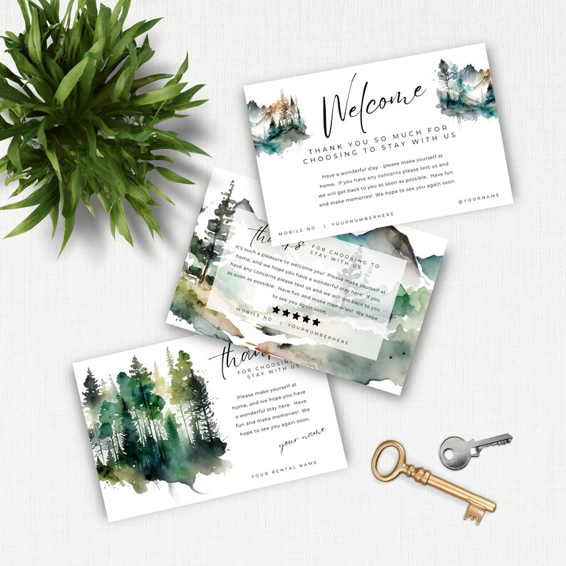 Airbnb Welcome Card Template Canva, Mountain House, Cabin Guest Arrival ...