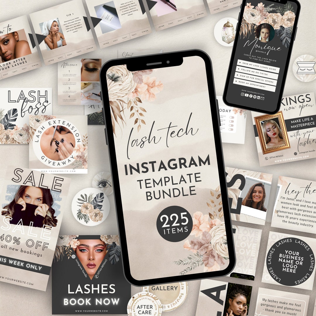 Insta Bundle Lash Tech Canva Templates, Book Now Carousel Stories ...