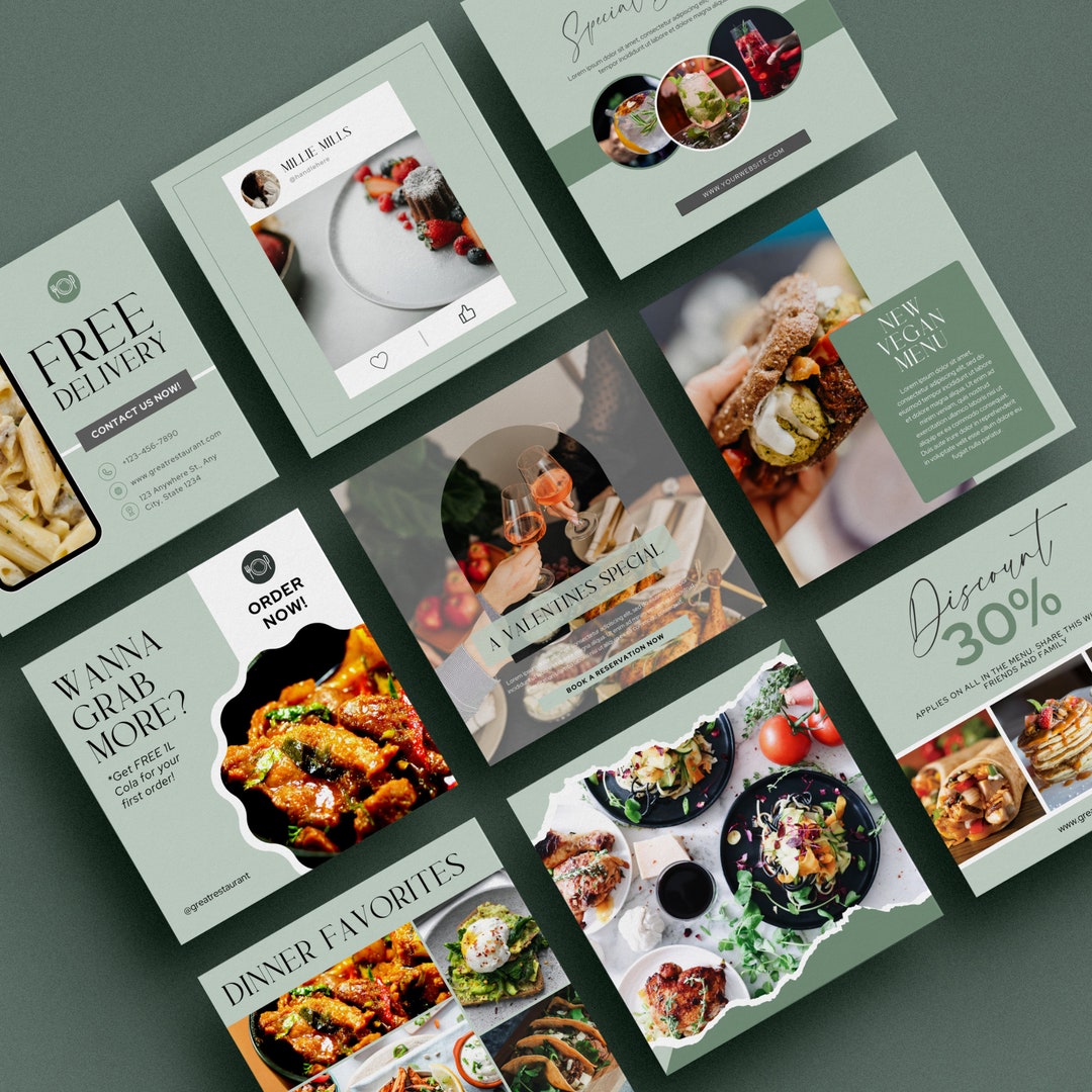 Restaurant Insta Posts Social Media Instagram Feed Food Service Cafe ...
