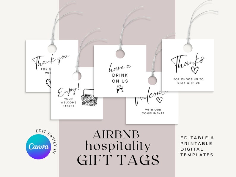 Airbnb Hospitality Gift Tag Printable Canva Template Welcome - Etsy