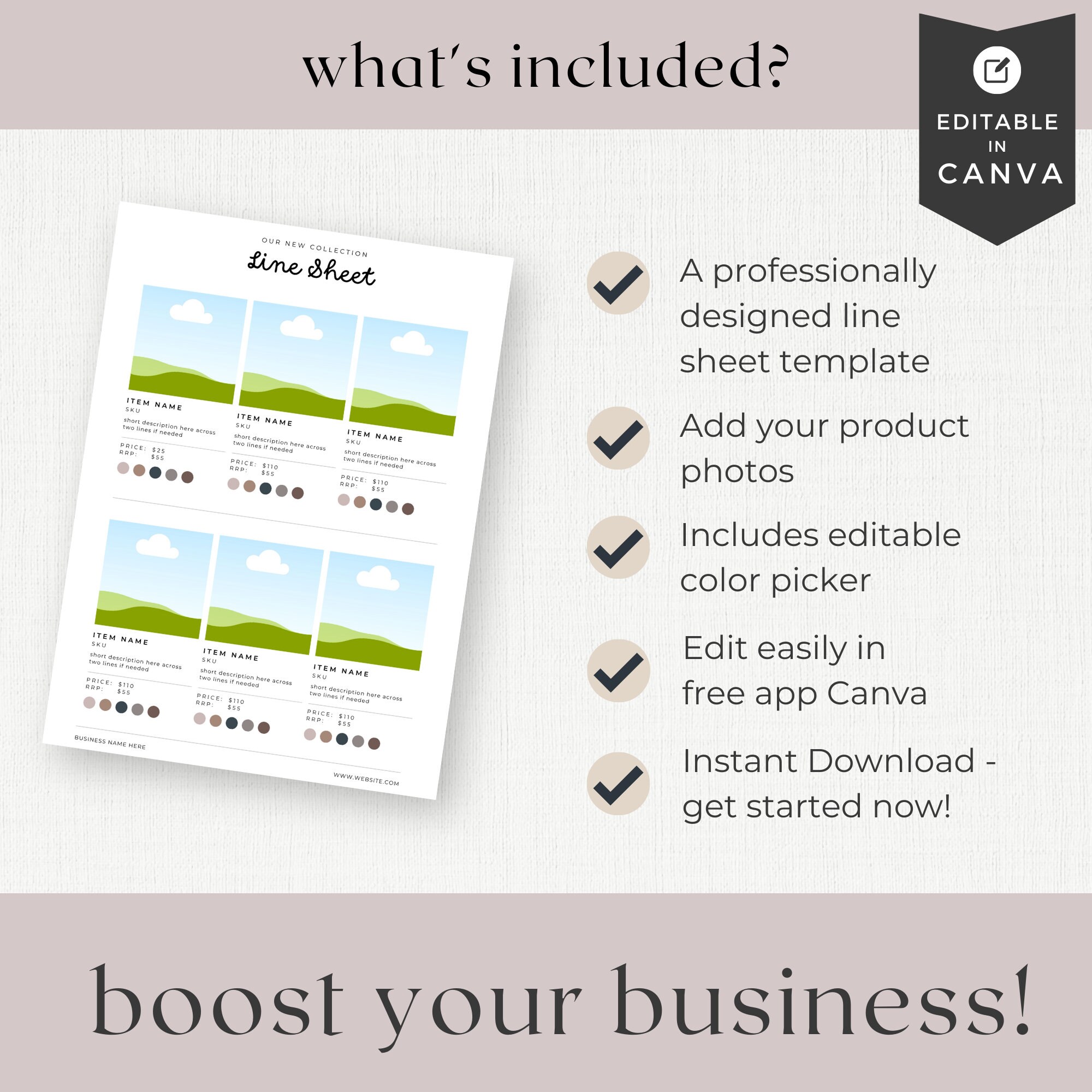 Wholesale Line Sheet Canva Template for Craft Supplies Product - Etsy