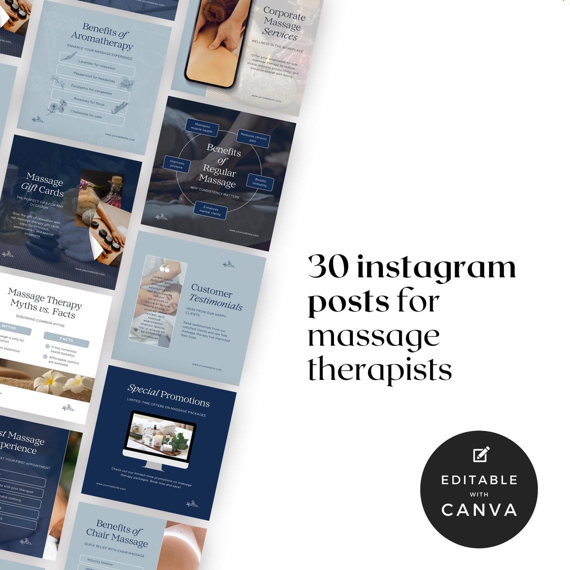 Spa Social Media Esthetician Insta Canva Template Masseuse Instagram ...
