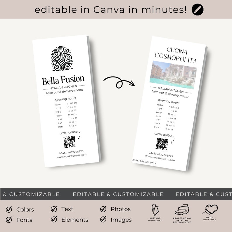 Restaurant Menu Trifold Template Takeaway Lealflet Canva Pamplet ...