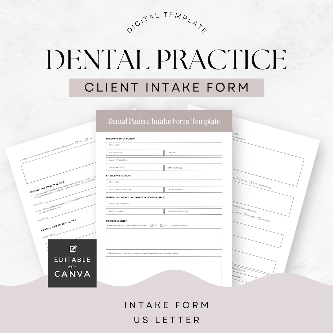 Dental Practice Client Intake Form Dentist Client Onboarding ...