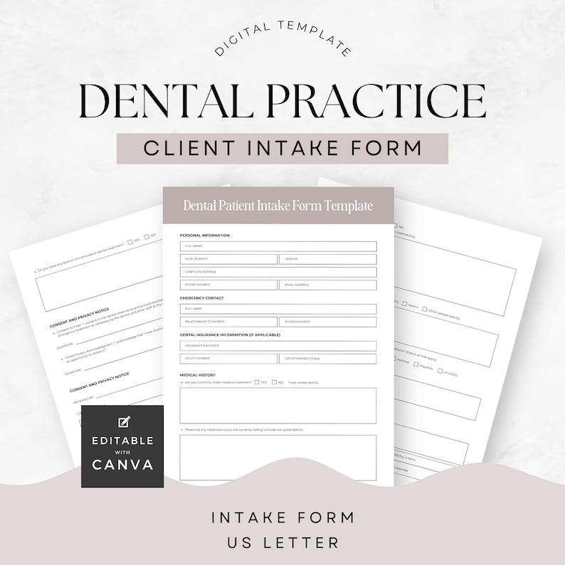 Dental Practice Client Intake Form Dentist Client Onboarding ...