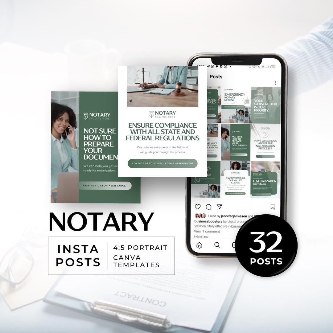 Notary Instagram Portrait Posts 4:5 Ratio for IG Grid Notary Public ...