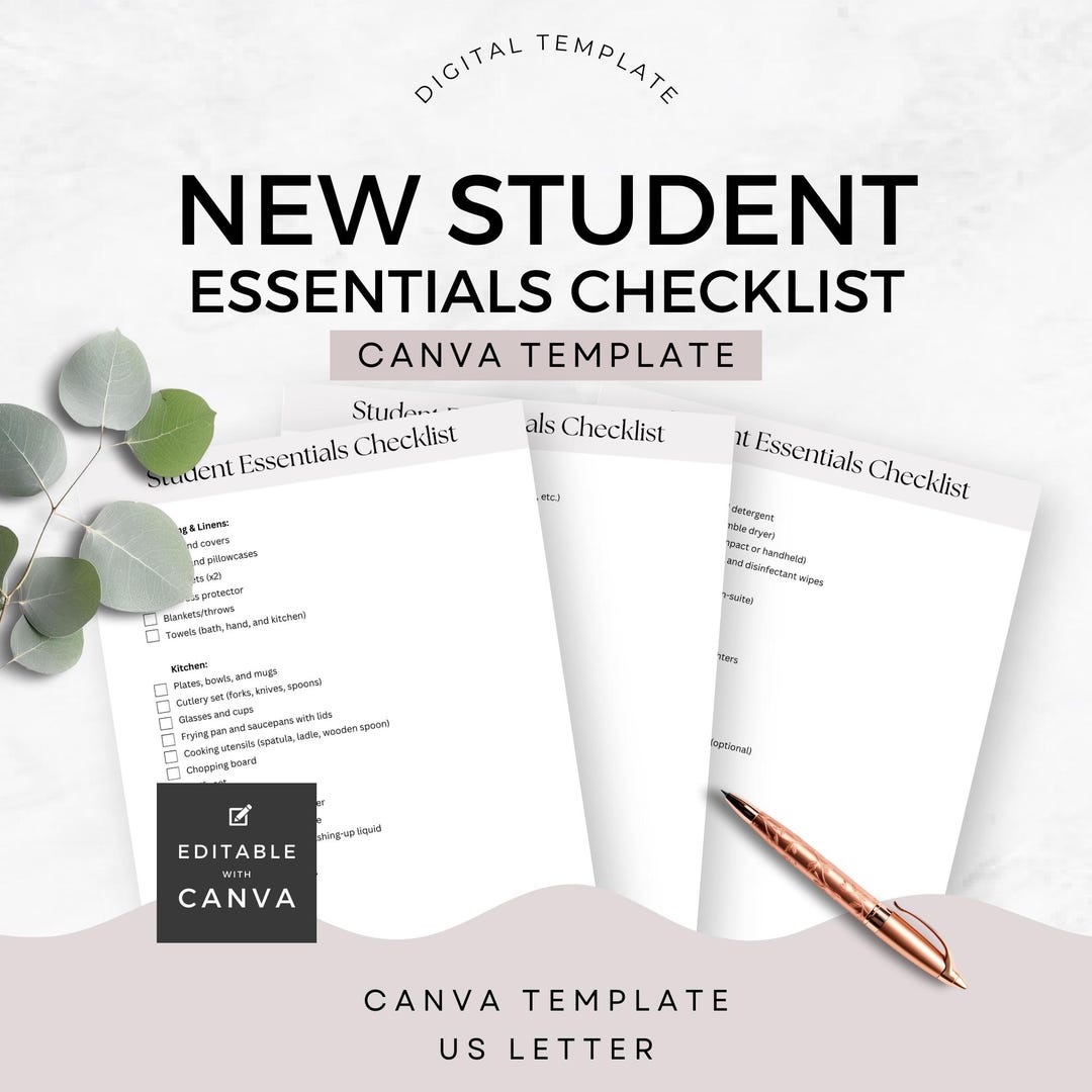 Editable College Student Checklist Canva Template University Move-in ...