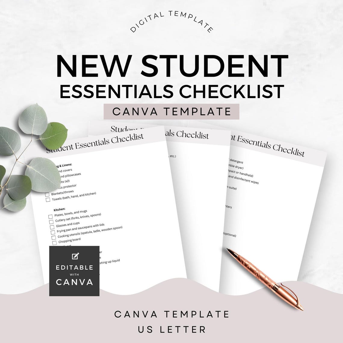 Editable College Student Checklist Canva Template University Move-in ...