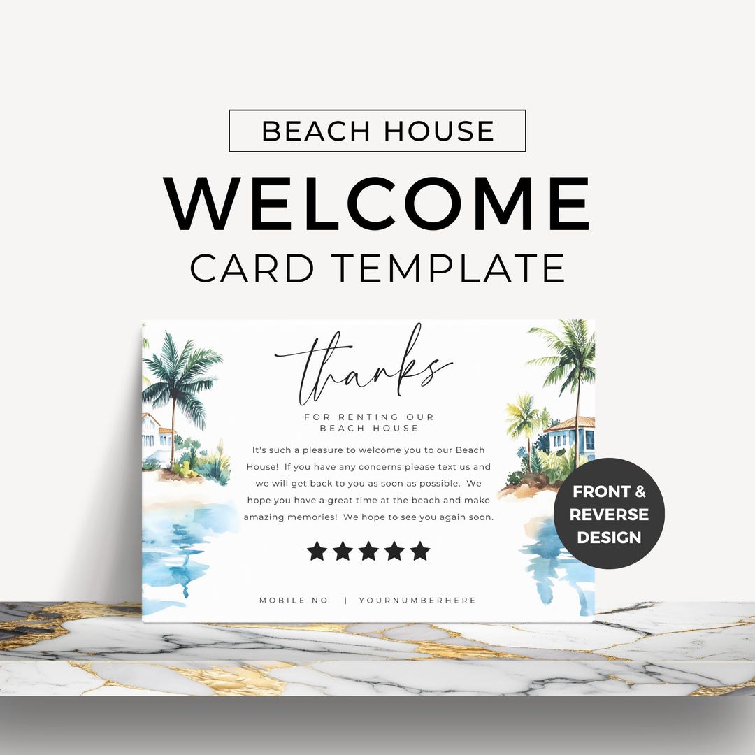 Airbnb Beach House Welcome Guest Card Coastal Vacation Rental Arrival ...