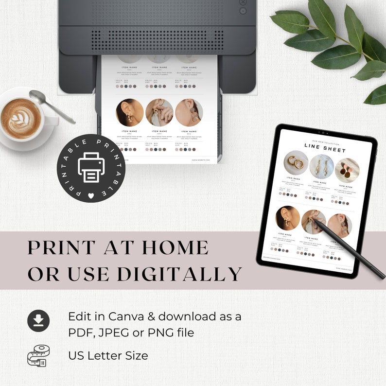 Line Sheet Template for Jewelry, Small Business Wholesale With Product ...