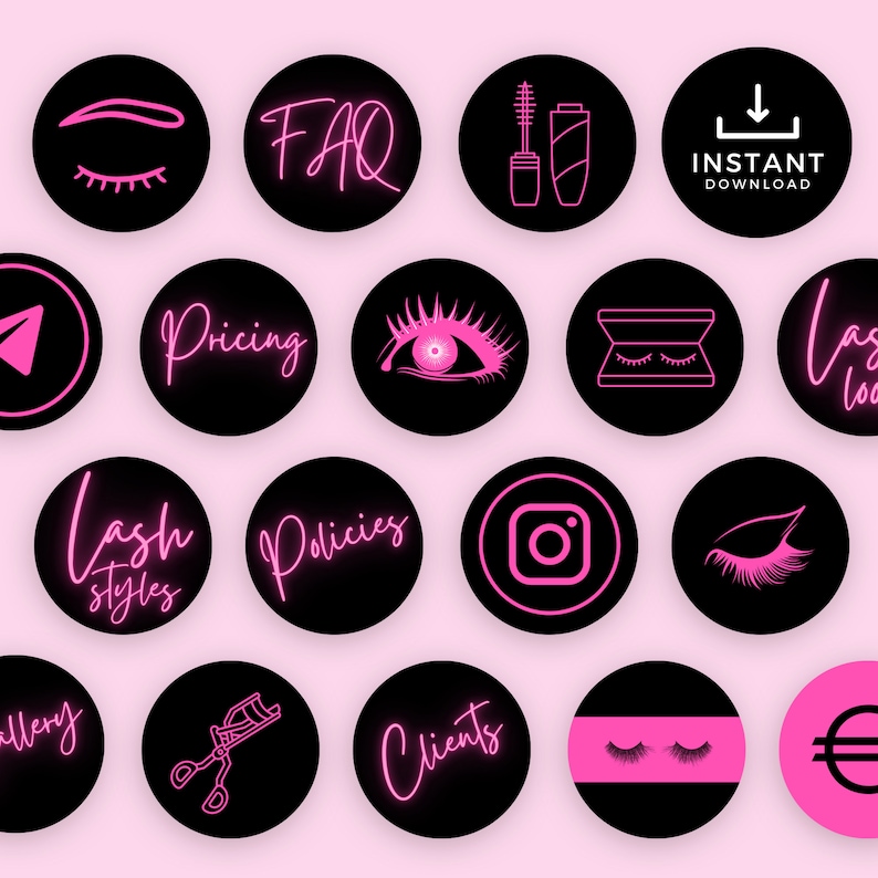 Lash Tech Insta Highlights Canva Template, Lash Artist IG Feed, Eyelash ...