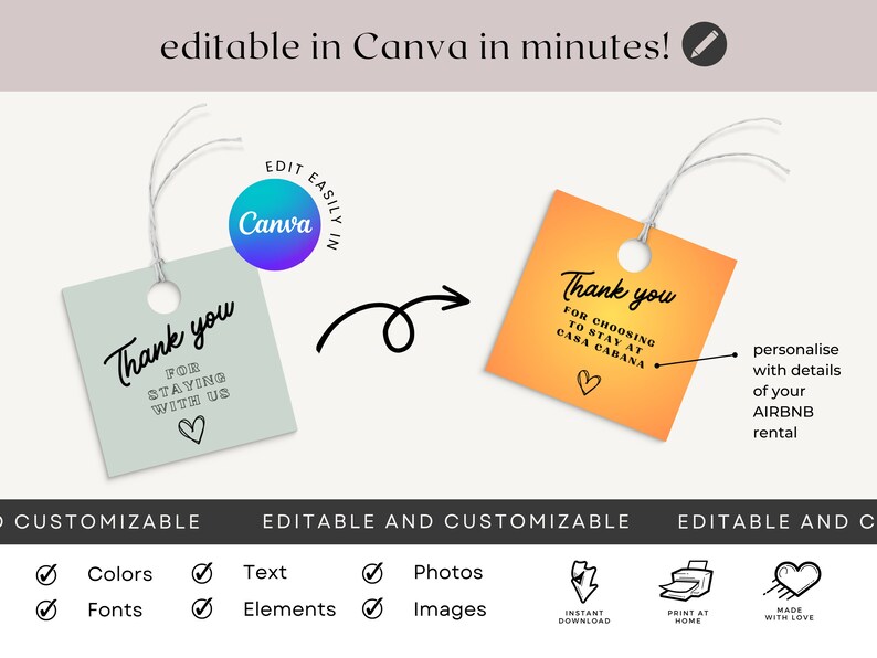 Airbnb Welcome Gift Tag Hospitality Present Tag Printable - Etsy