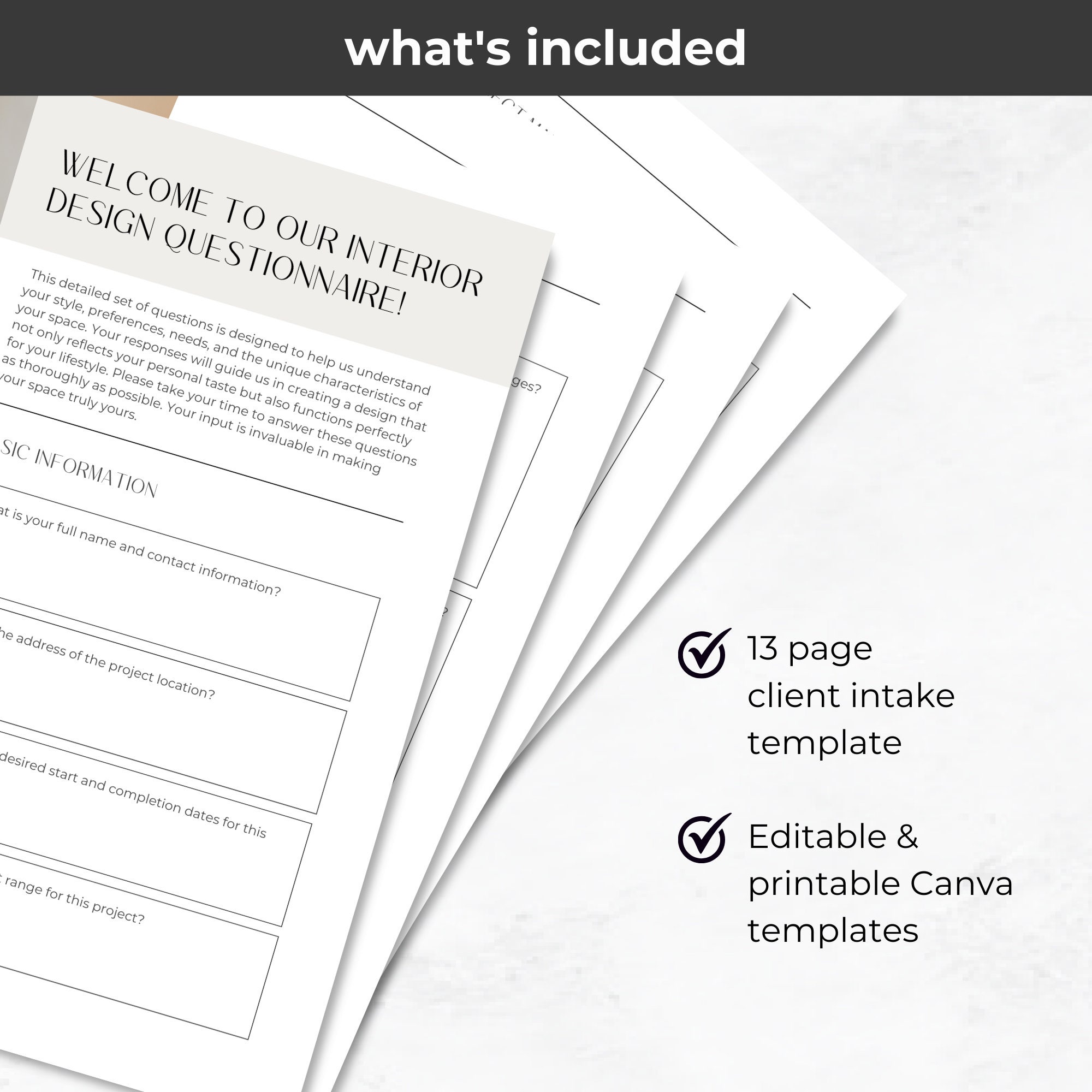 Interior Design Client Intake Form, New Client Onboarding, Design ...