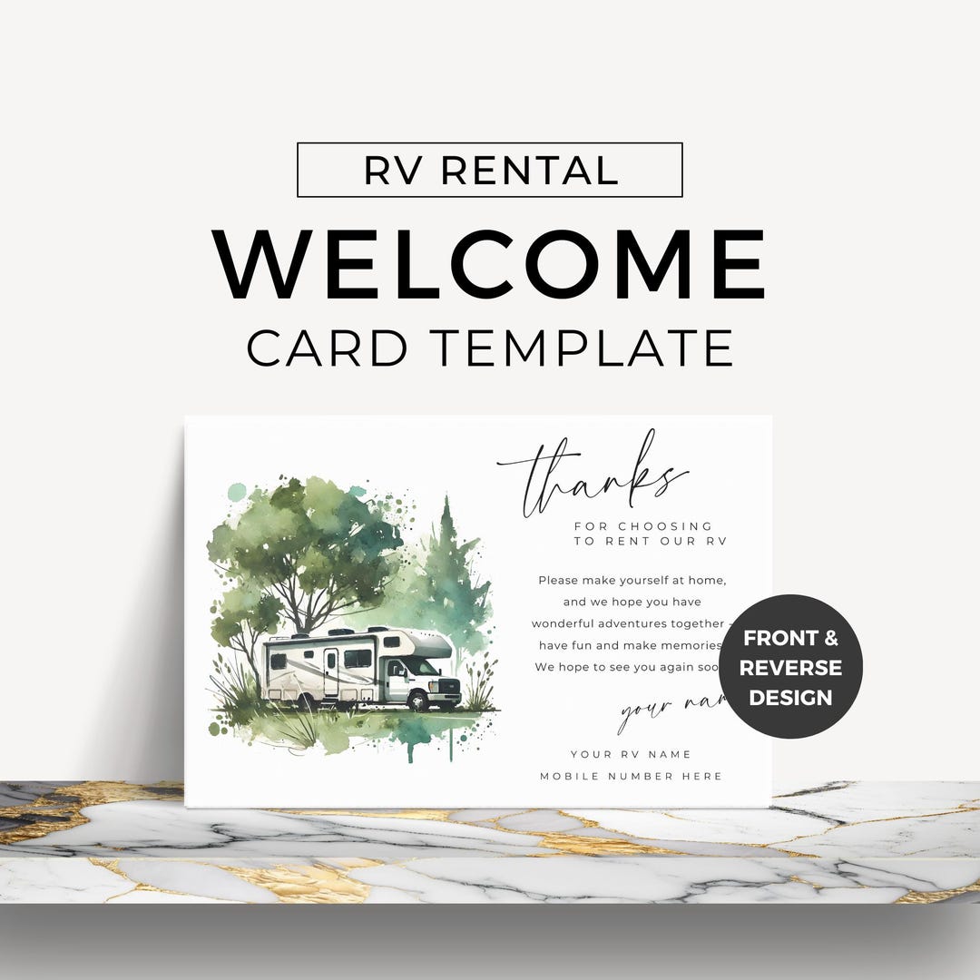 RV Rental Welcome Guest Card Motorhome Arrival Message Card Camper Edit ...