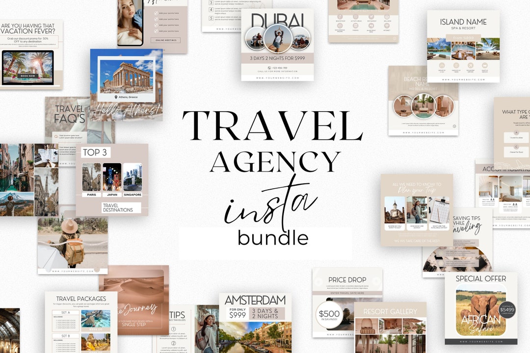 Travel Agency Instagram Template Edit in Canva, Social Media Promo ...