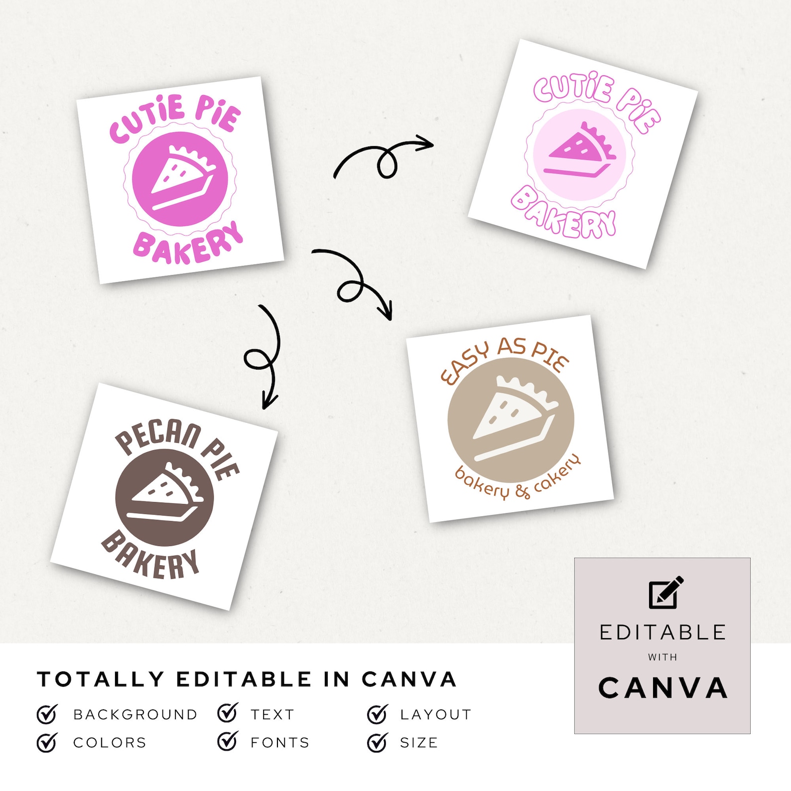 Circular Logo for Bakery Business, Canva Template and SVG, Minimal ...