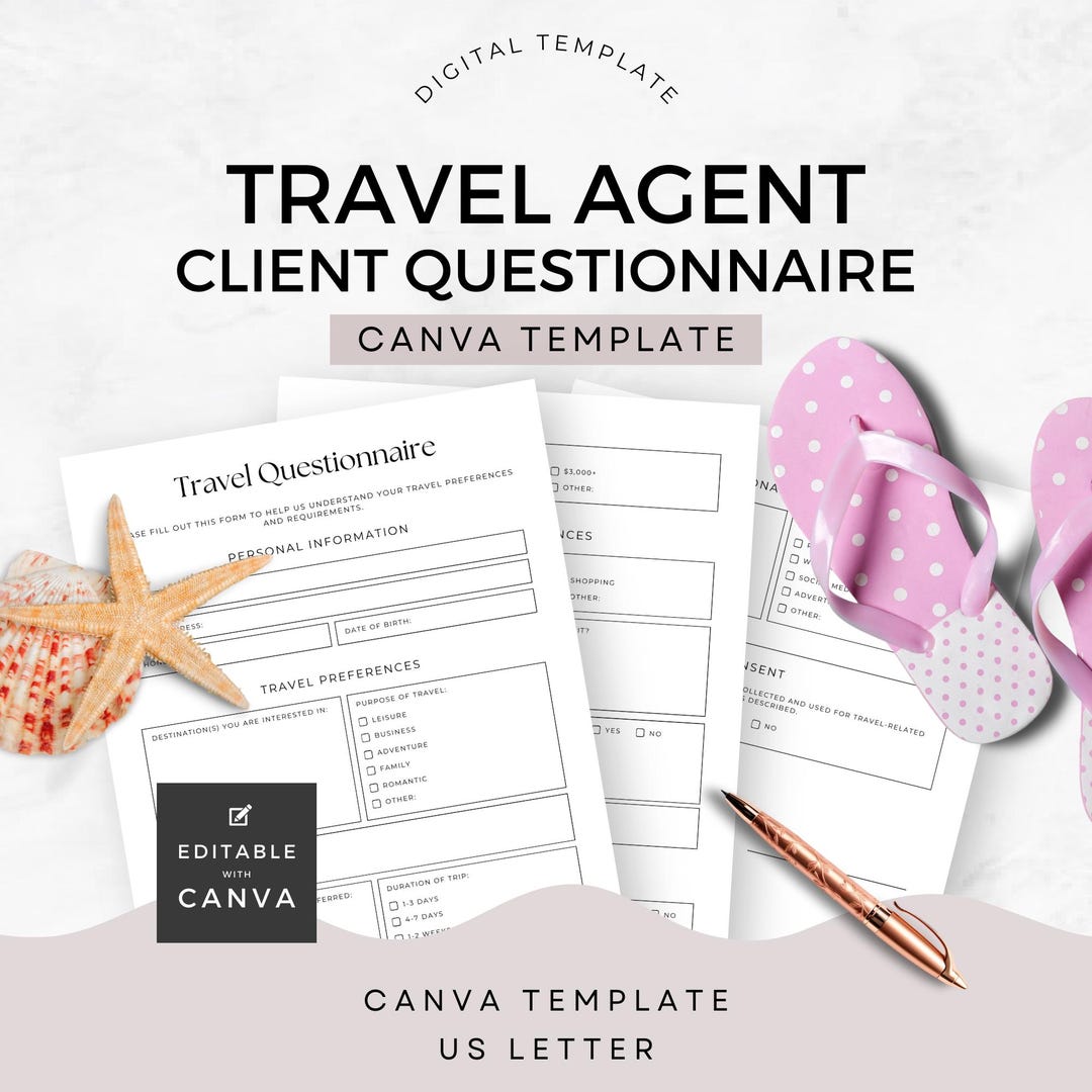 Travel Agency Client Questionnaire New Client Intake Form Vacation ...