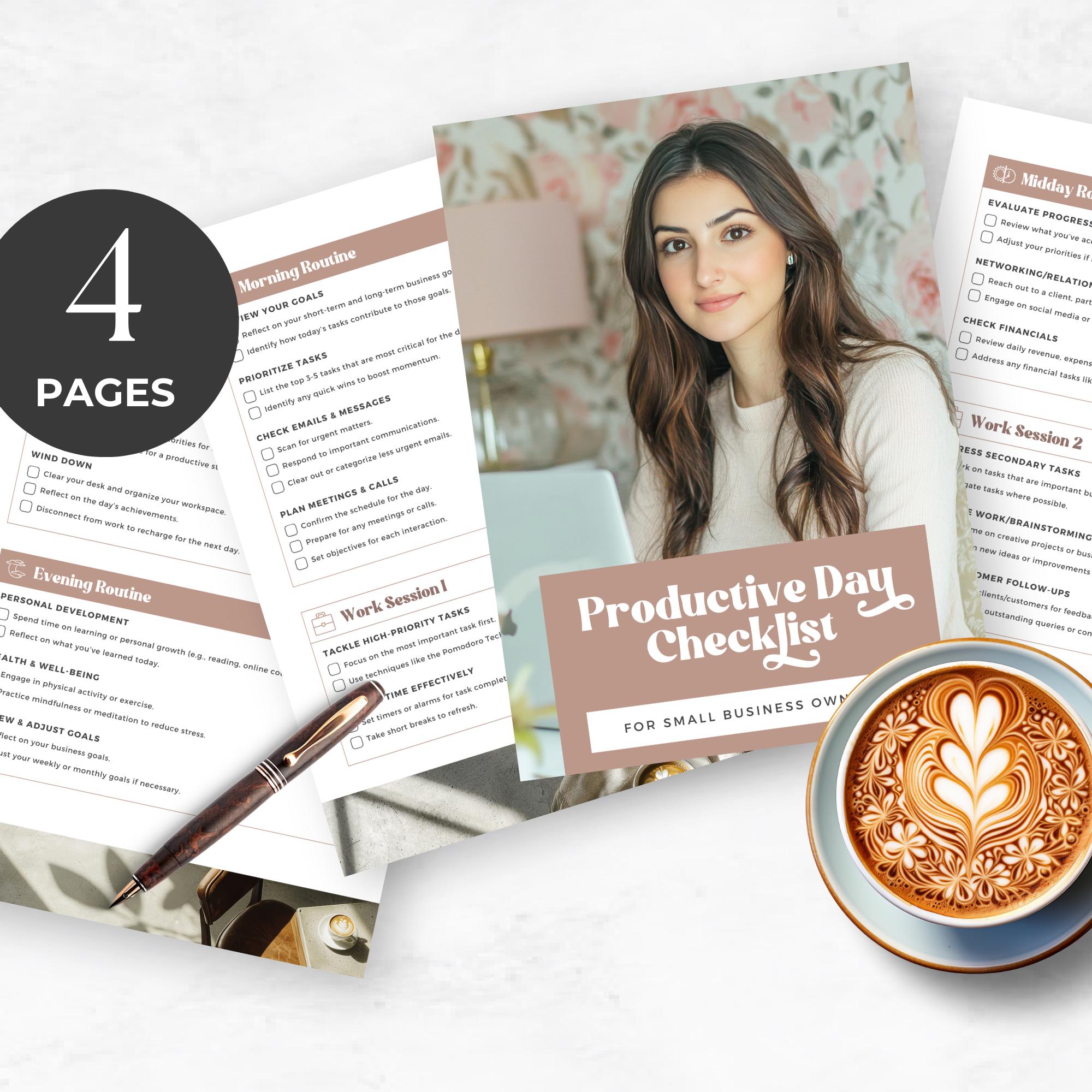 Entrepreneur Productivity Checklist Productive Day Planner Editable ...