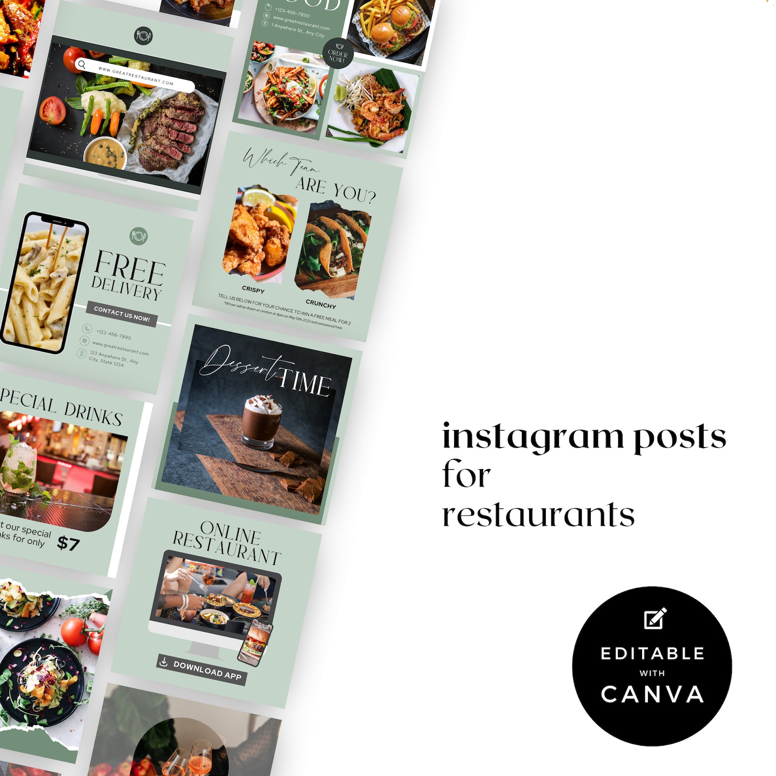 Restaurant Insta Posts Social Media Instagram Feed Food Service Cafe ...