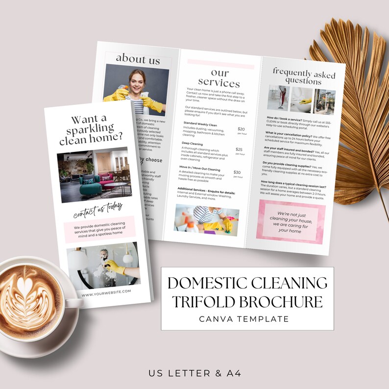 Domestic Cleaning Tri Fold Leaflet Canva Template, Cleaner Flyer ...