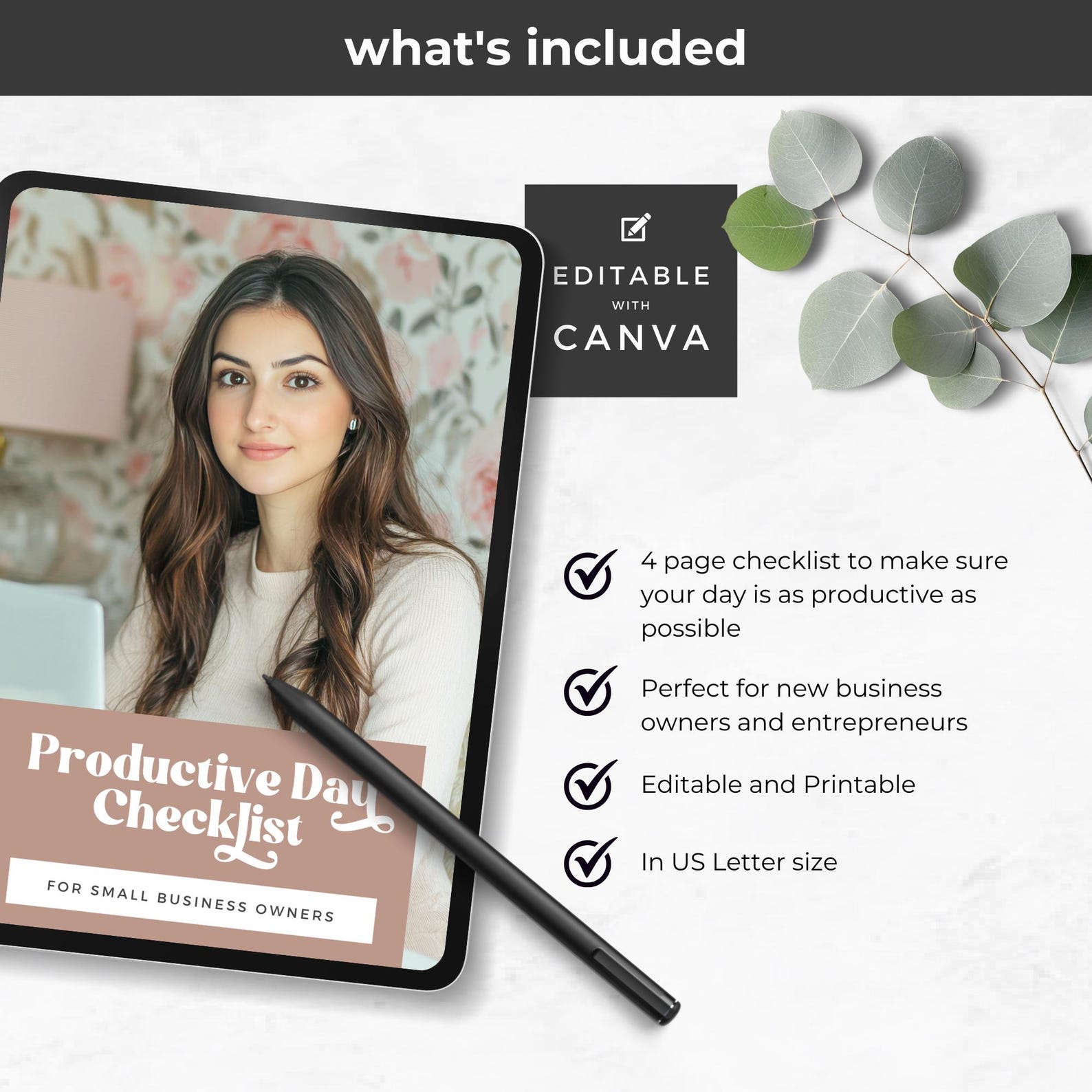 Entrepreneur Productivity Checklist Productive Day Planner Editable ...
