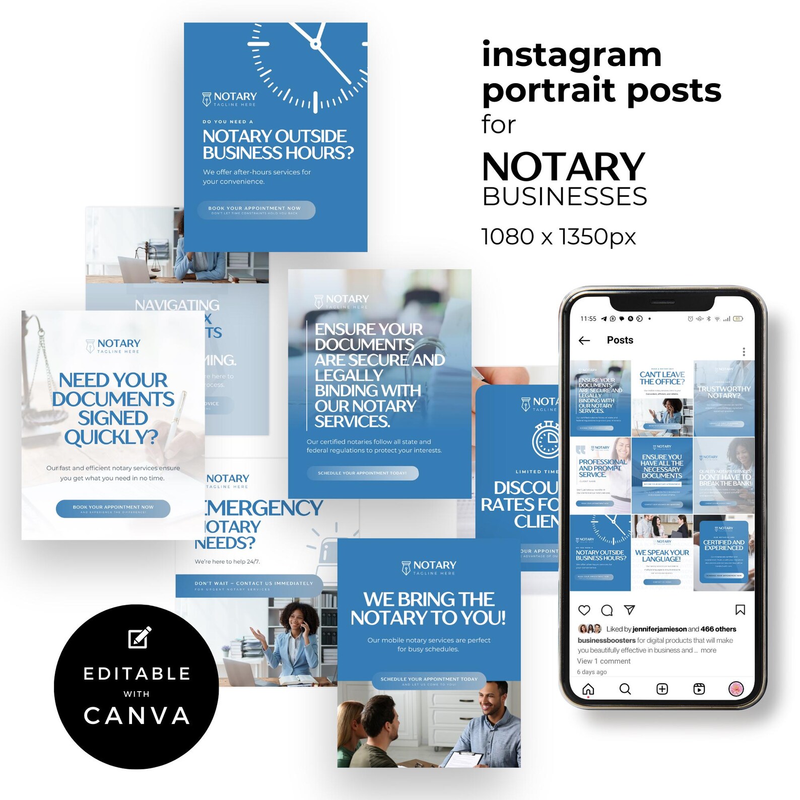 Notary Instagram Portrait Posts 4:5 Ratio Notary Public Social Media ...