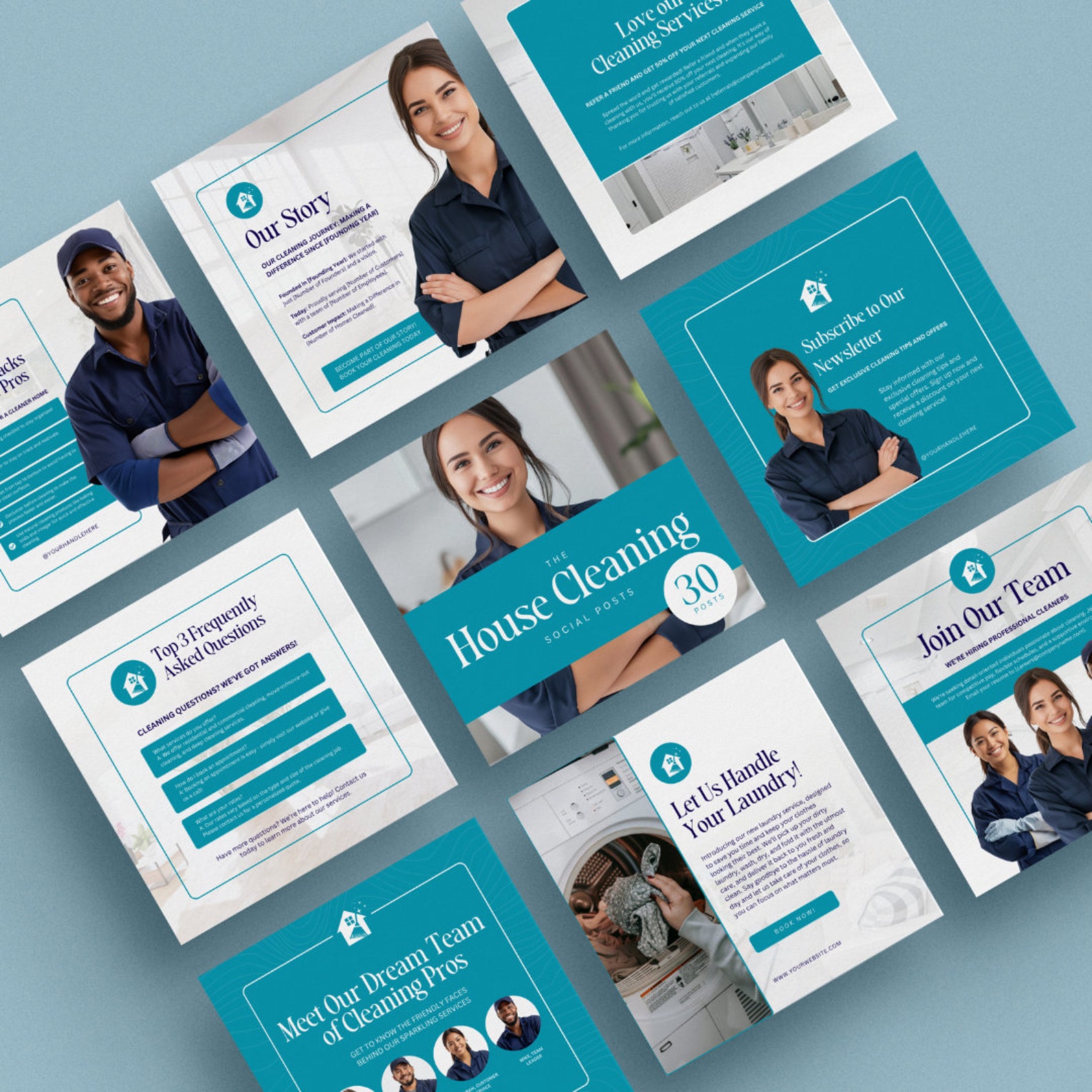 House Cleaning Social Posts Instagram Feed Small Business Promo ...