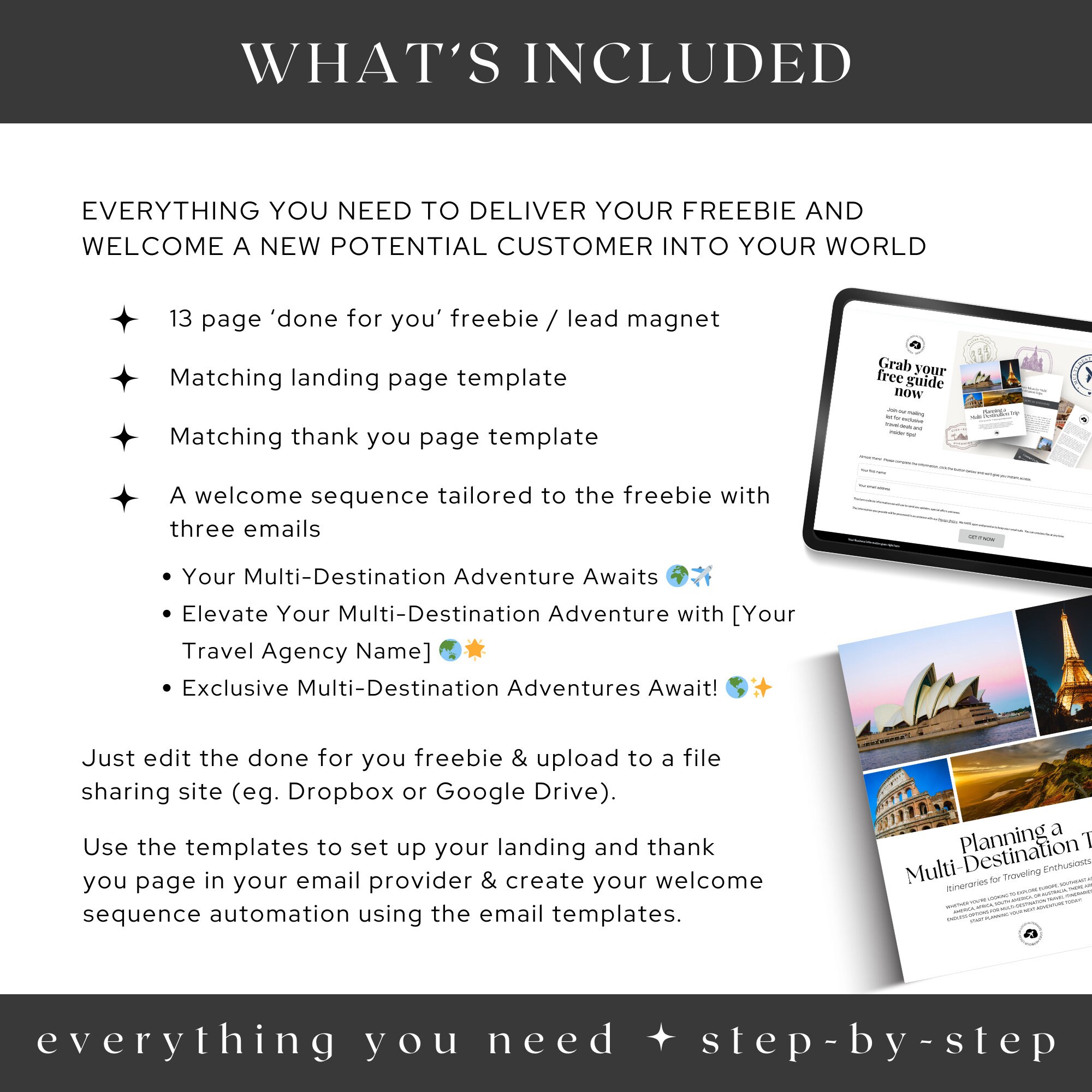 Travel Agency Lead Magnet Kit, Freebie Bundle, Email Welcome Sequence ...