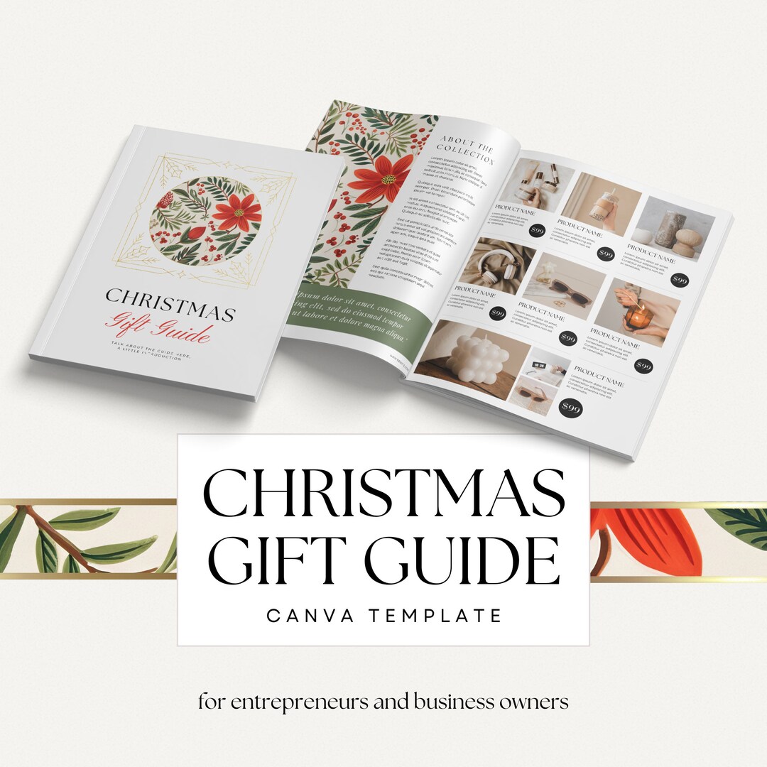 Holiday Gift Catalogue Canva Template, Guide With Product Photo Frames ...