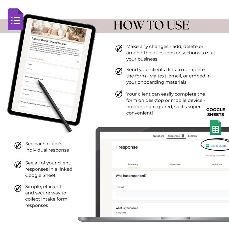 Interior Design Client Form Google Intake for Designer Onboarding for ...