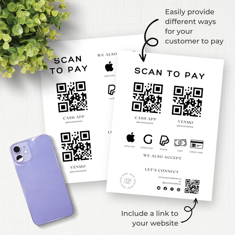 Rótulo comercial imprimible con código QR Escanear para pagar - Etsy México