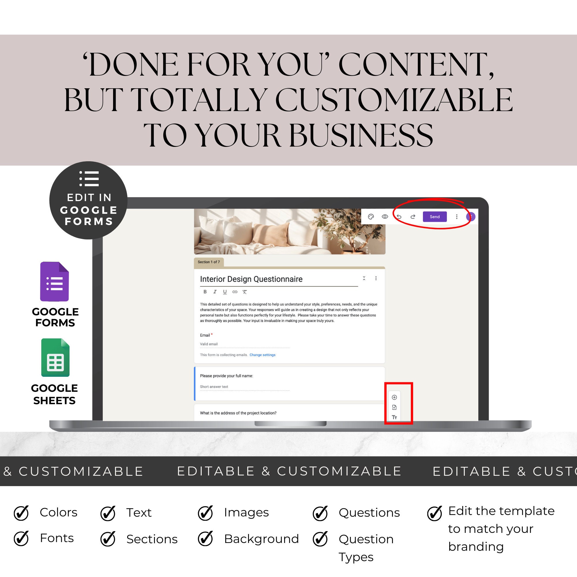 Interior Design Client Form Google Intake for Designer Onboarding for ...