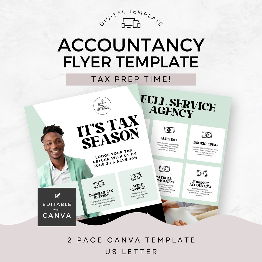 Tax Accountant Flyer Canva Template Tax Preparation Promo Financial ...