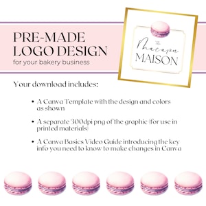 Macaron Logo for Bakery, Canva Template & 300DPI PNG, Pre-made DIY ...
