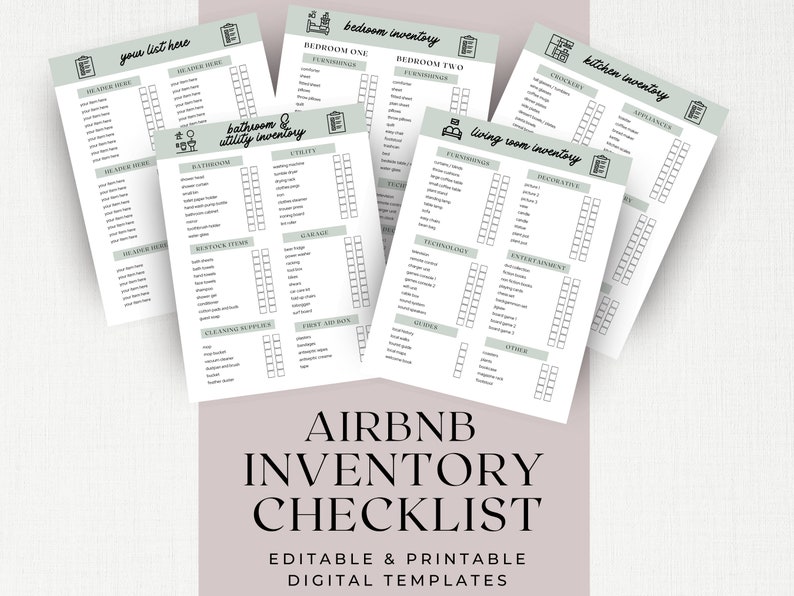 Airbnb Printable Checklist Bundle Canva Template Cleaning Inventory ...