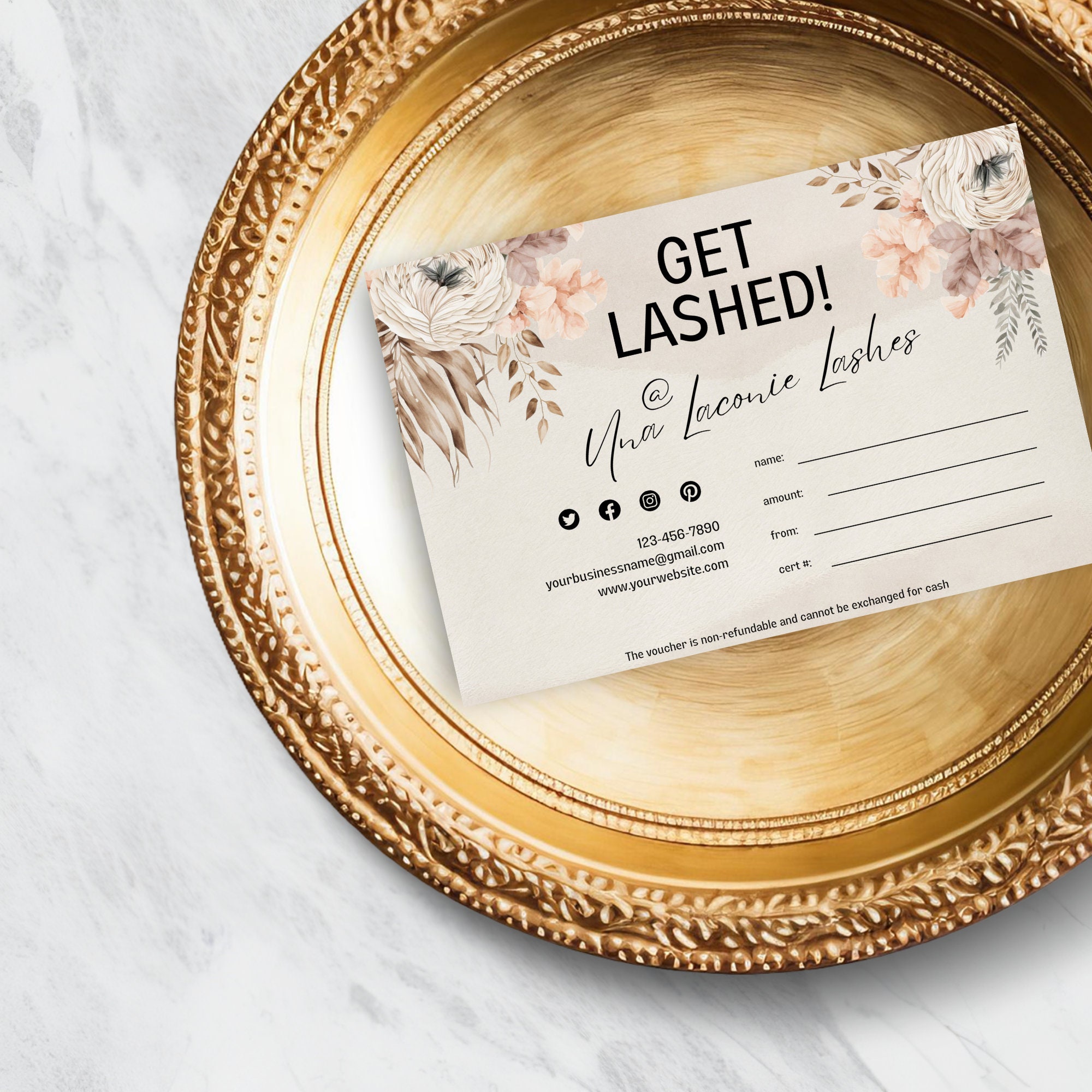 Lash Tech Giveaway Certificate Printable Canva Templates, Store Voucher ...