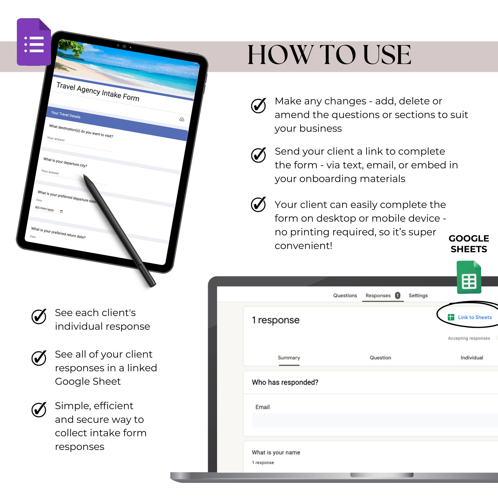 Google Form Client Intake for Travel Agent, Onboarding for Travel ...