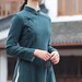 100% Cotton Pea Green Cheongsam Top Chinese Qipao Blouse Spring ...