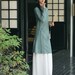 100% Cotton Pea Green Cheongsam Top Chinese Qipao Blouse Spring ...