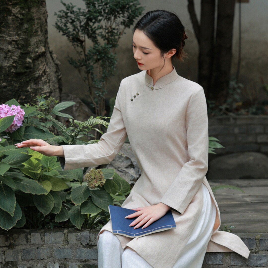 Cream Color Ramie Cotton Cheongsam Blouse Chinese Qipao Top Blouse - Etsy