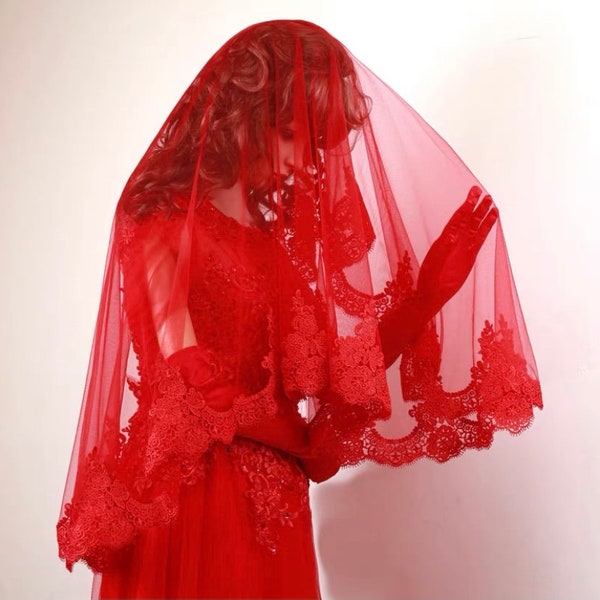 Red Veil - Etsy