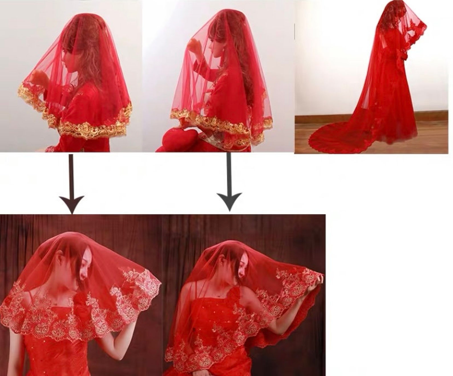 Red Wedding Veil/ Chinese Wedding Veil/ Floor Length/ Standard - Etsy