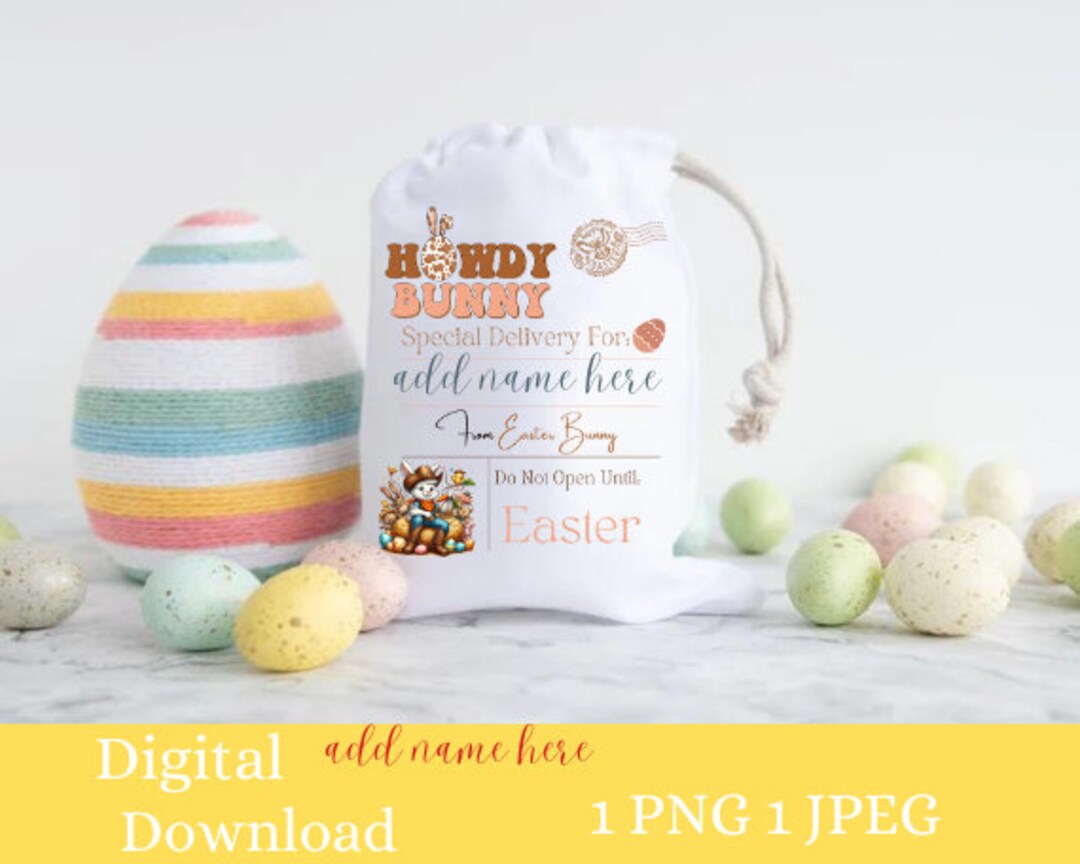 Easter Bunny Sack Sublimation PNG Digital File for Gift Baskets, Gift ...