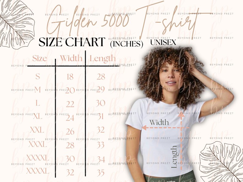 Gildan 5000 Size Chart 5000 Mockup Unisex T-shirt Size Chart Crewneck ...