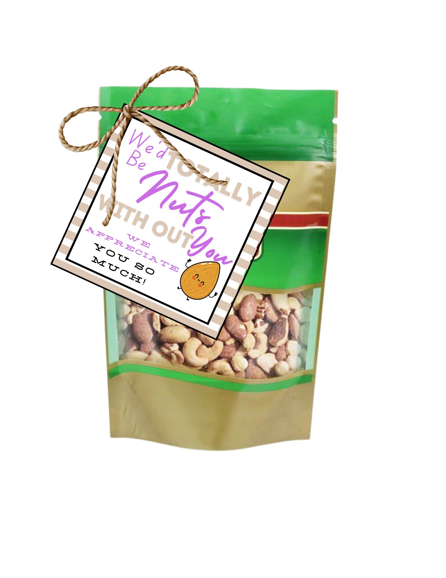 Nuts Gift Tag, Nut Thank You Gift Tag, Peanut Gift, Employee ...